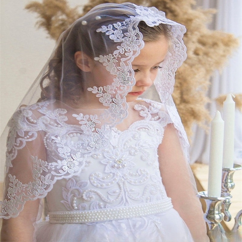 New Rural Wedding Flower Children's Head Gauze Embroidered Lace