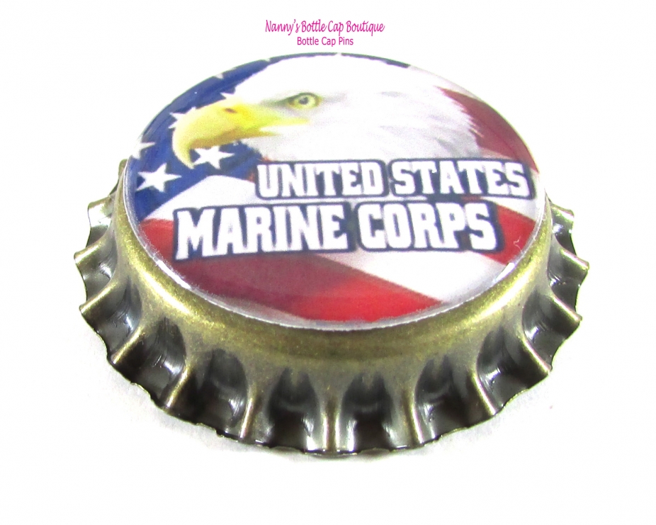 Military Branches Bottle Cap Pins by Nannys Bottle Cap Boutique,