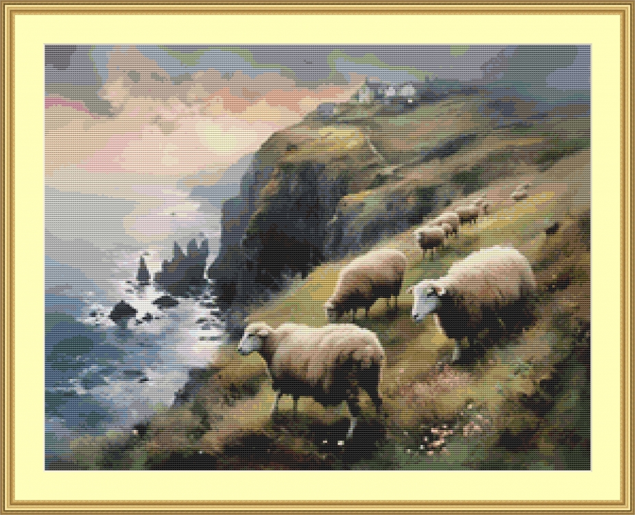Sheep Grazing Cross Stitch Pattern by Avalon Cross Stitch