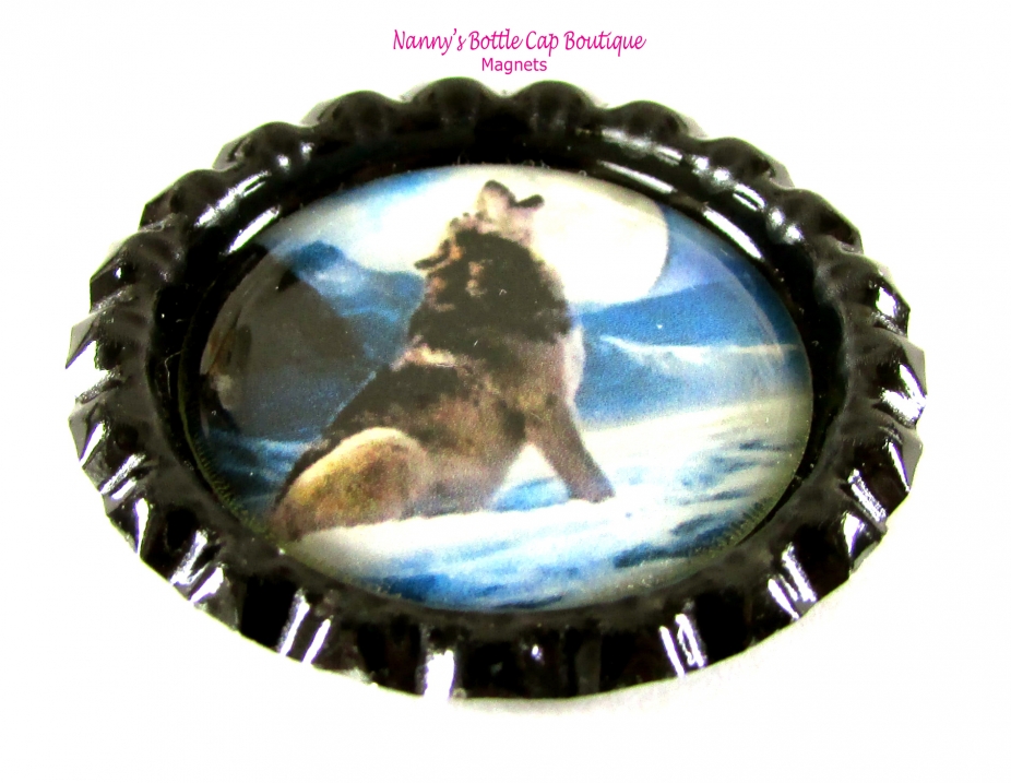 Wolves Flattened Bottle Cap Magnets by Nannys Bottle Cap Boutique,