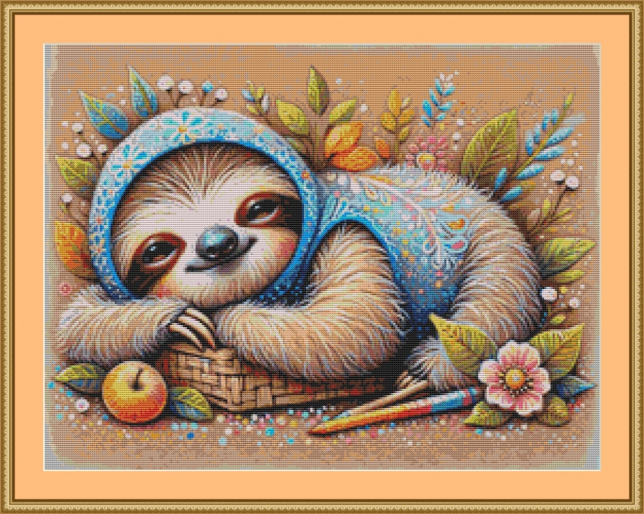 Cute Sloth Cross Stitch Pattern by Avalon Cross Stitch, Needle Craft