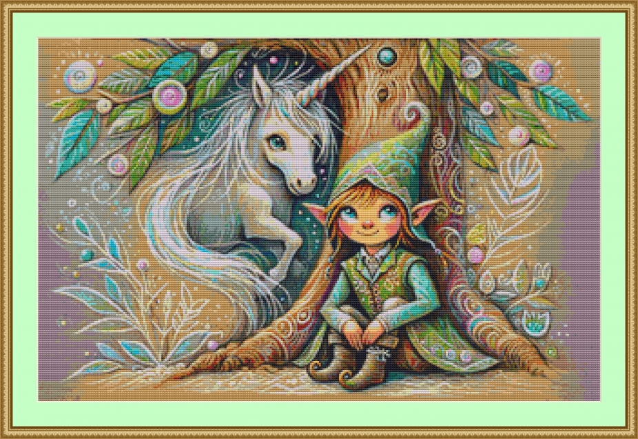 Elf And Unicorn Cross Stitch Pattern by Avalon Cross Stitch
