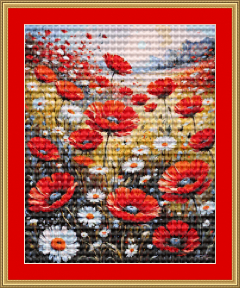 Flowers In A Meadow Cross Stitch Pattern by Avalon Cross Stitch