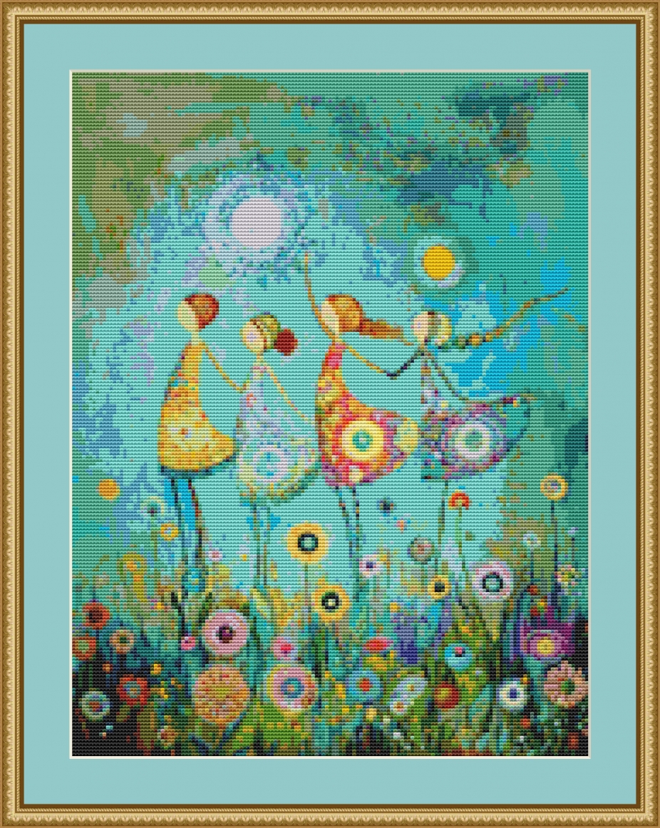 Four Girls Dancing Cross Stitch Pattern by Avalon Cross Stitch