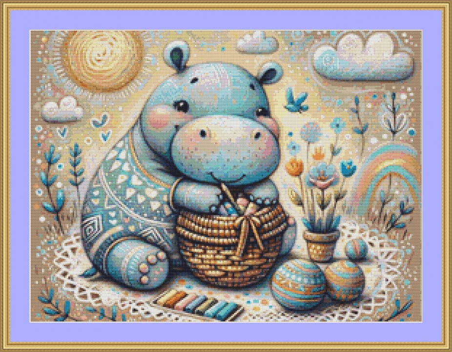 Adorable Hippo Cross Stitch Pattern by Avalon Cross Stitch