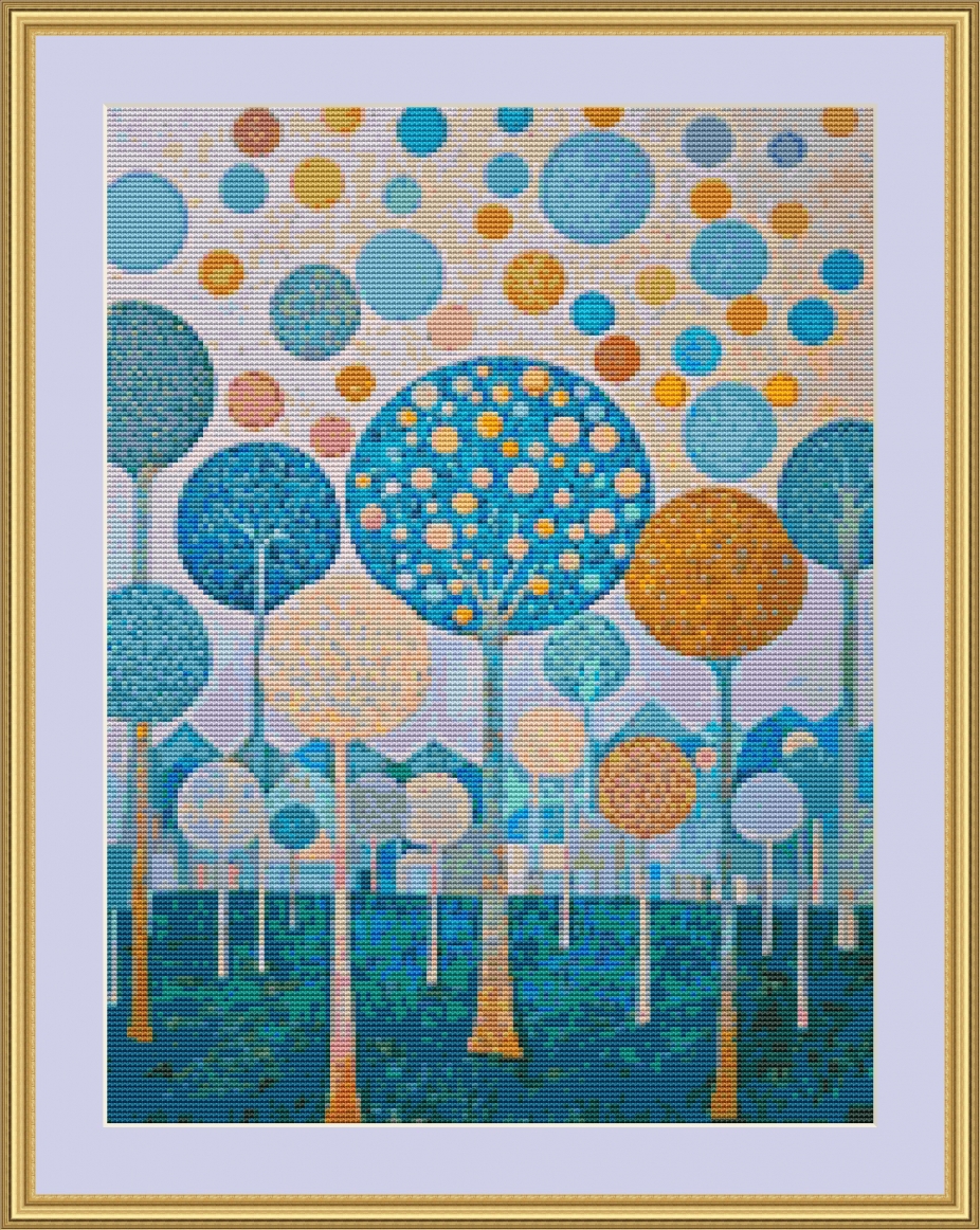 Circular Landscape Cross Stitch Pattern by Avalon Cross Stitch