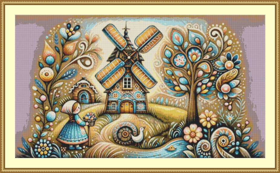 Windmill House Cross Stitch Pattern by Avalon Cross Stitch
