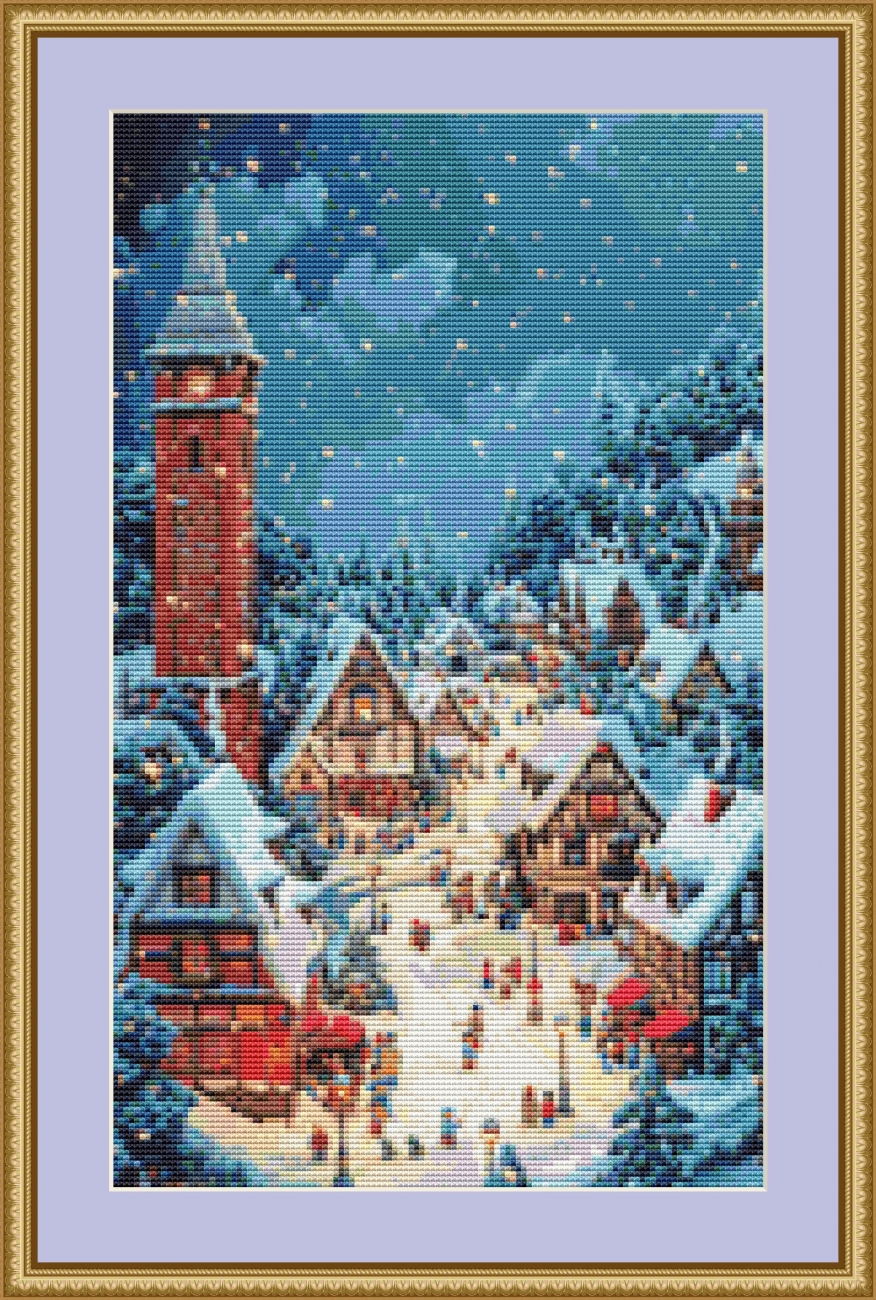 Winter Village Cross Stitch Pattern by Avalon Cross Stitch