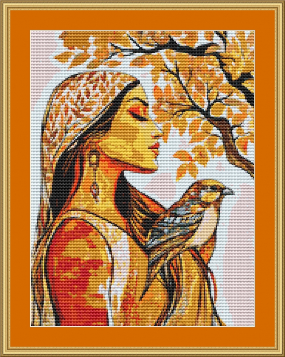 Woman And Bird Cross Stitch Pattern by Avalon Cross Stitch