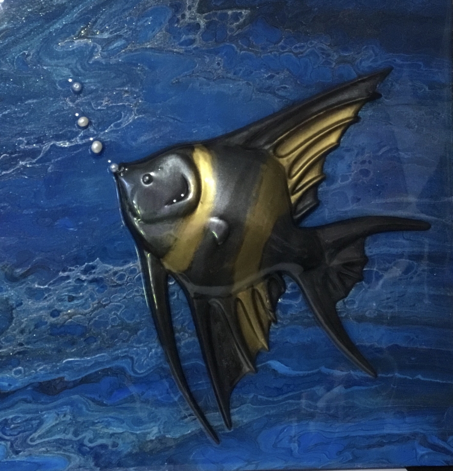 Angel Fish Mixed Media Painting 0493 $150.00 by designsbydebra