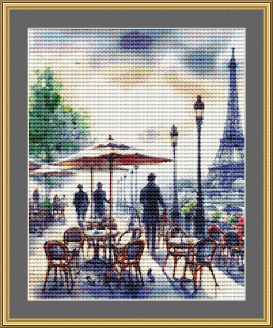Cafe In Paris 2 Cross Stitch Pattern by Avalon Cross Stitch
