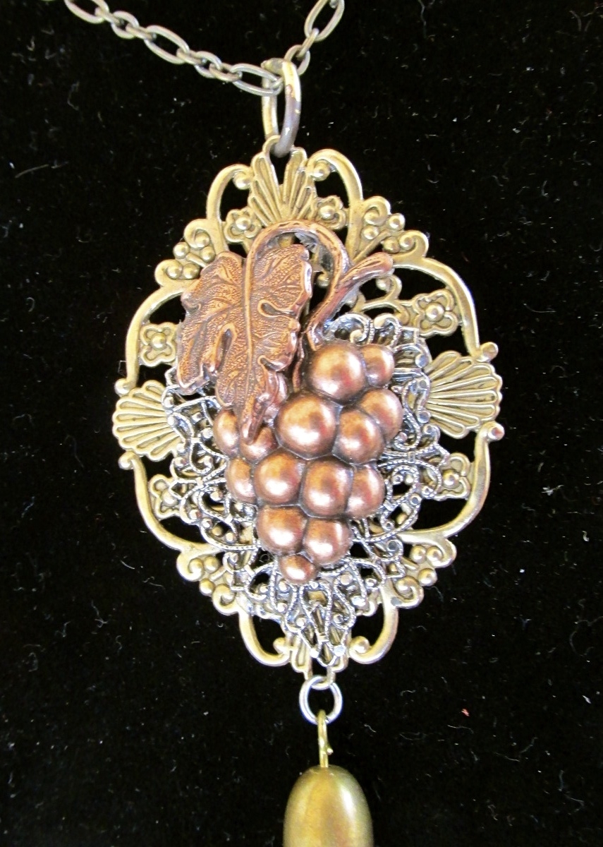 Necklace, Grape Mixed Metal Pendant Necklace by Unique Bundle