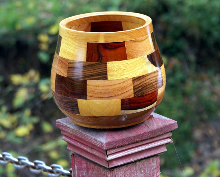 Rainbow Segmented Turned Wood Vase by Madera Bonita Preety Wood