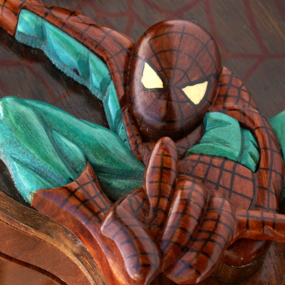 Spiderman 4 piece Rosewood Puzzle Box by Madera Bonita Preety Wood