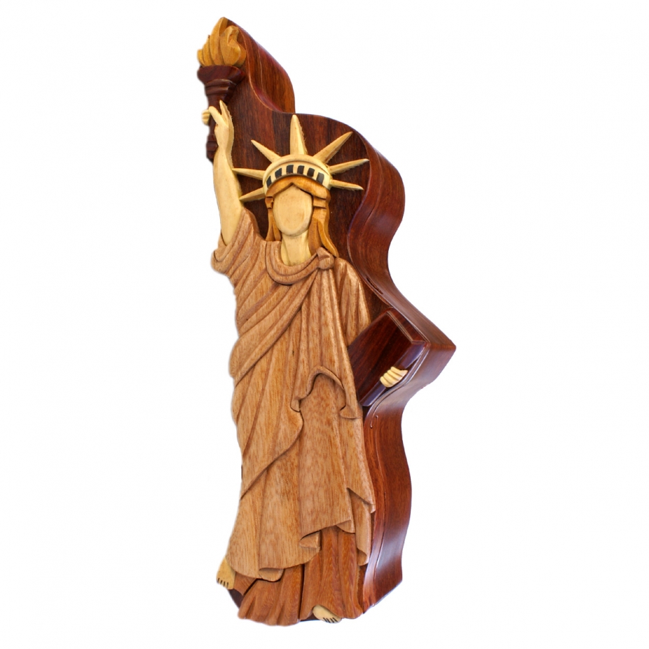 Statue of Liberty Rosewood Puzzle Box by Madera Bonita Preety Wood