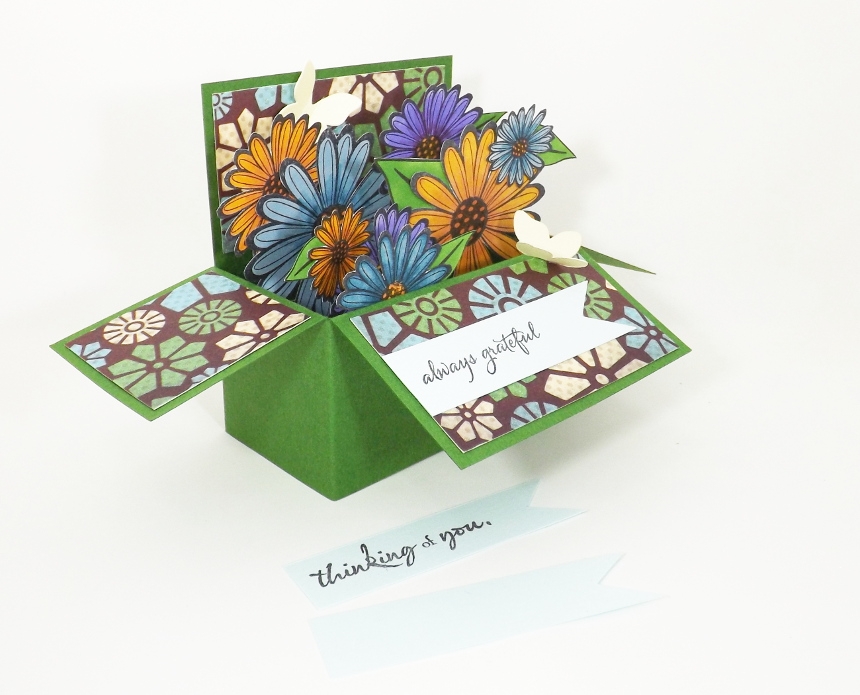 Flowers in a Box Card - Any Occasion by Fairy Cardmaker, Paper Craft