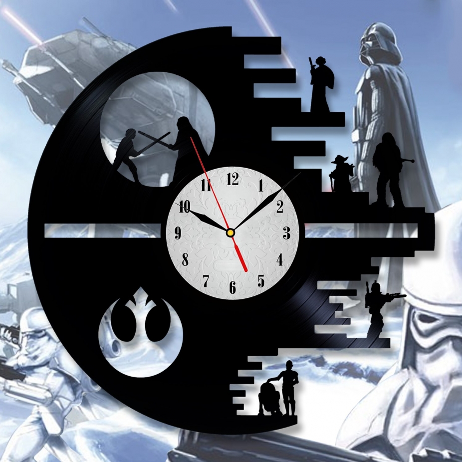Star Wars vinyl record wall clock Art Darth Vader Yoda Han Solo