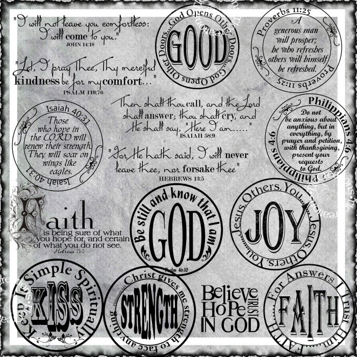 God faith joy digi word art set by Tlc Creates Vintage, Digital Art