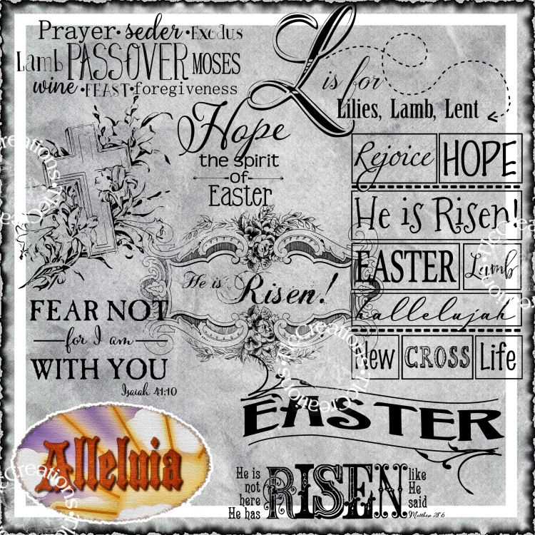 He is Risen, Easter, Digi Word Art And Image Set