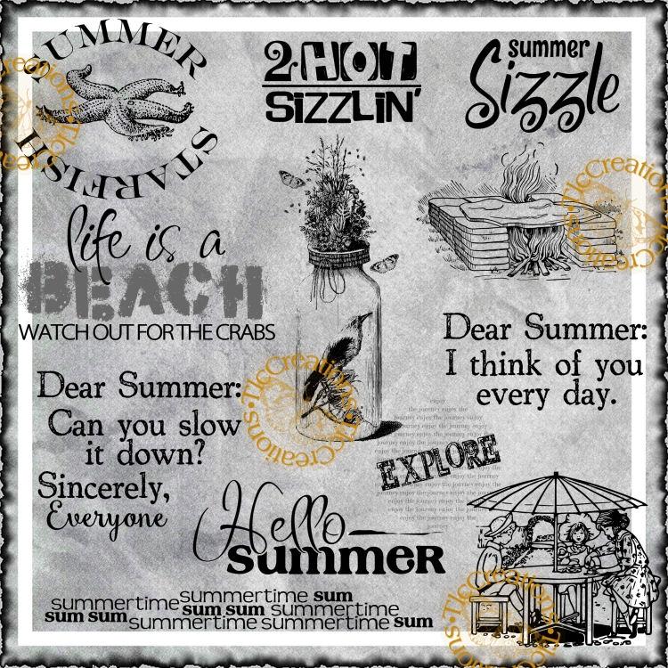 Sum Sum Summertime Digi Image and Word Art Set by Tlc Creates Vintage