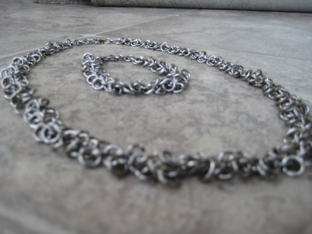 Stainless Steel Dangle Chainmaille Necklace & Bracelet Set