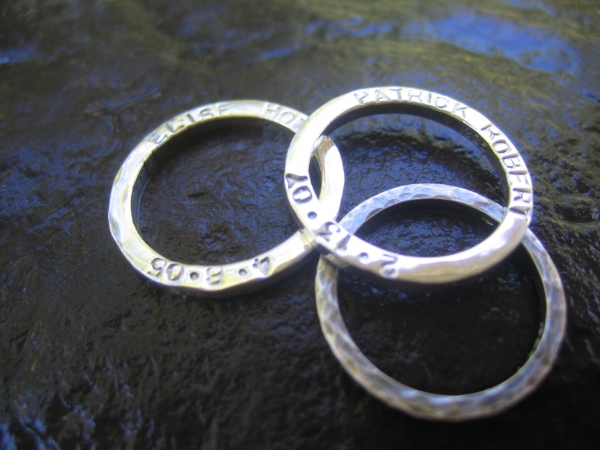 Silver Trio - 3 Inscribed Sterling Silver Stacking Rings