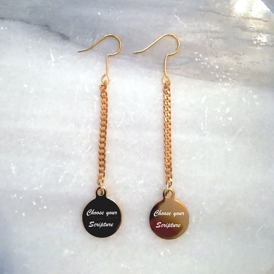 Gold Christian Scripture Bible Verse Earrings Made In Canada