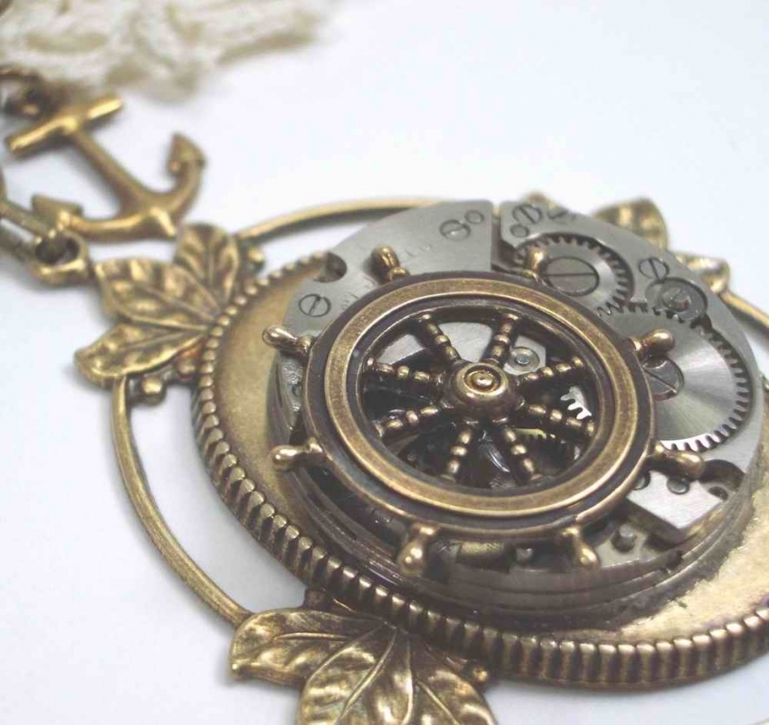 Steampunk Watch Movement Victorian Necklace - Ahoy by Lilikoidesigner