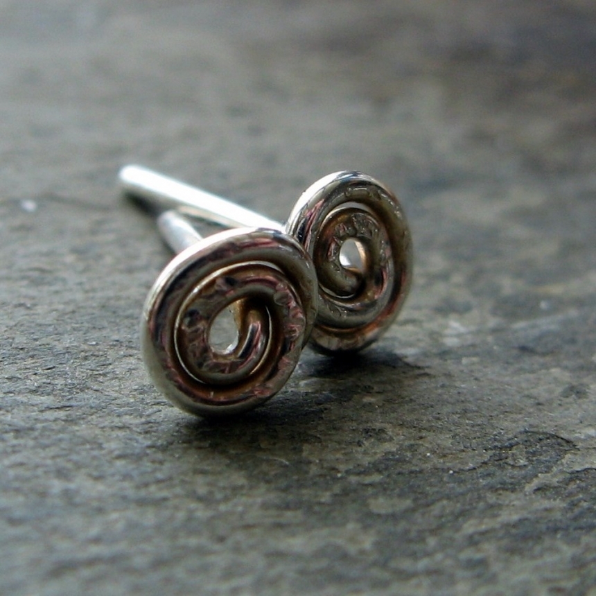 Swirl- sterling silver stud earrings- primitive series
