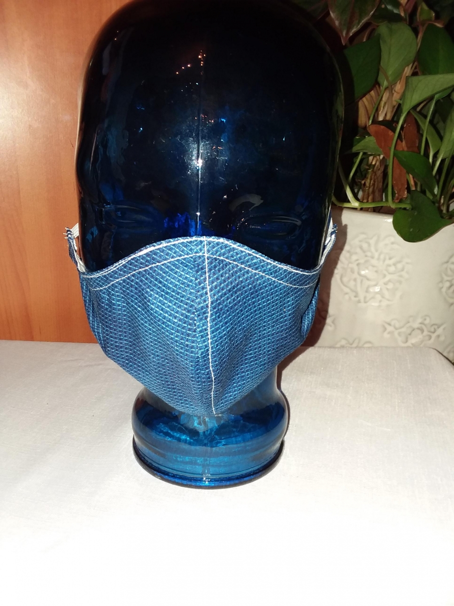 Face Mask-1 adult Blue Striped, Reusable, Washable, Double layered