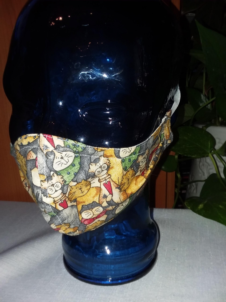 Face Mask 1 Adult Cats Print Fabric Reusable Double Layered