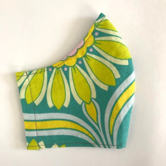 Yellow & Teal Floral Print Mask by ohmyeye, Masks on iCraftGifts.com