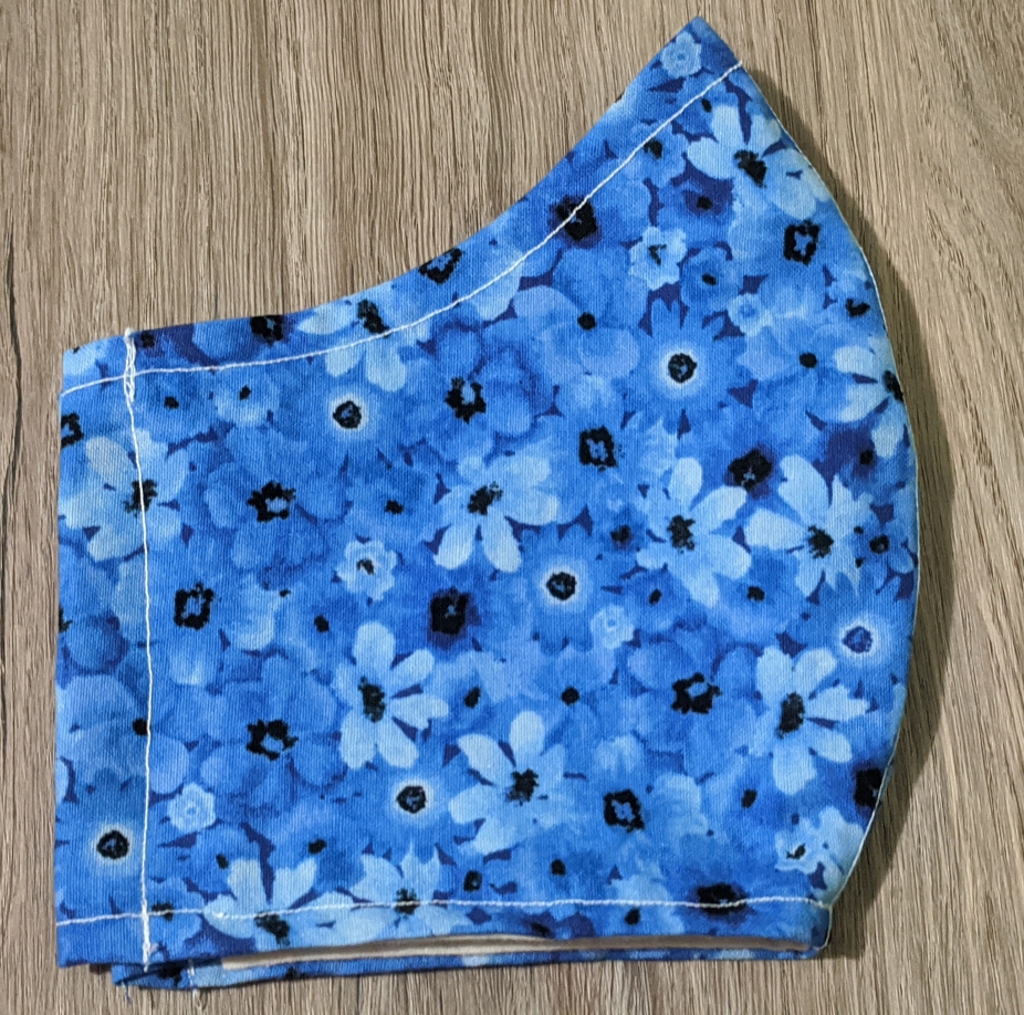 Blue floral reusable fabric face mask by Aarudra, Masks