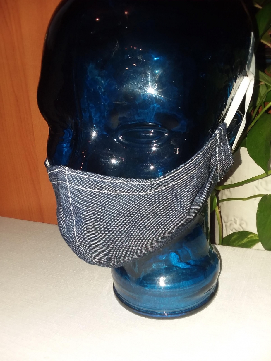 Face Mask-1 adult Dark Blue Denim, Reusable, Double layered
