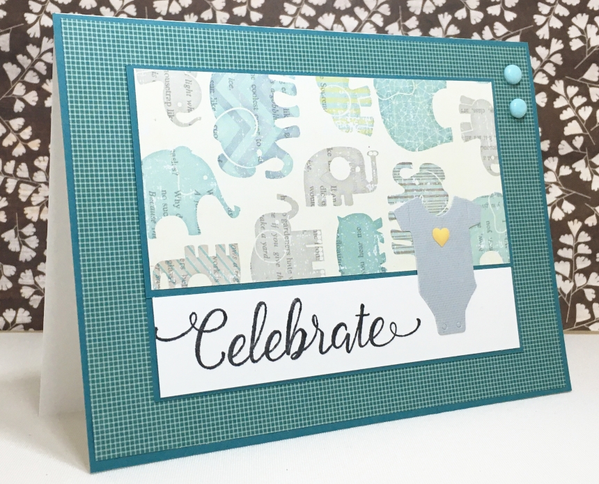 Welcome Baby Boy Card - Blue Onsie by Fairy Cardmaker