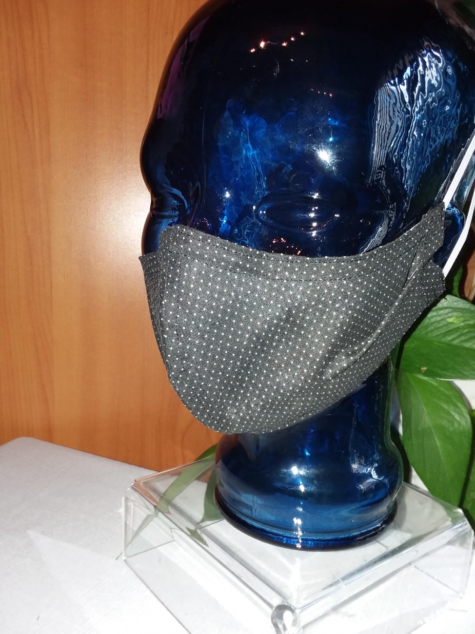 Face Mask 1 Adult Black Polka Dots Reusable Double Layered