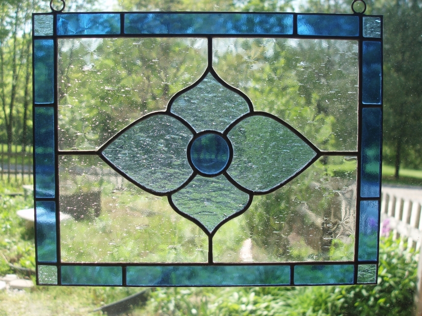 Blue Flower Panel by Treasure Trove, Glass Art on iCraftGifts.com