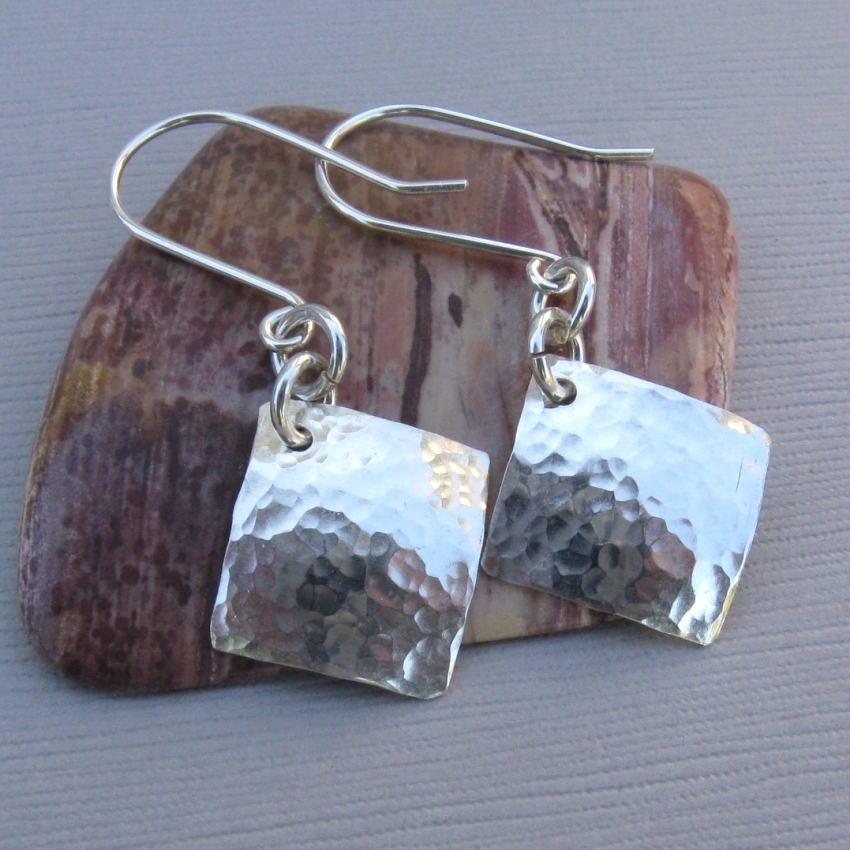 Hammered Sterling Silver Earrings - Square by Northern Girl Jewelry Hammered Sterling Silver Earrings - Square by Northern Girl Jewelry