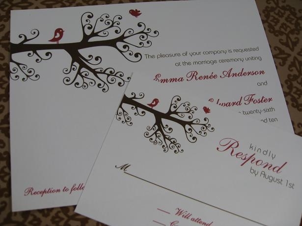 Love Bird Wedding Invitation Sample Set by Whimsmical Prints
