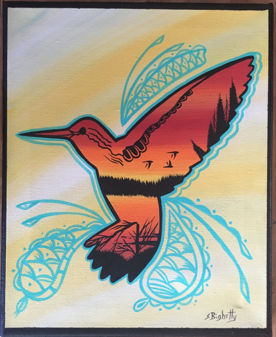 Freedom, The Hummingbird, Indigenous Painting, Canvas by IndigeneArts