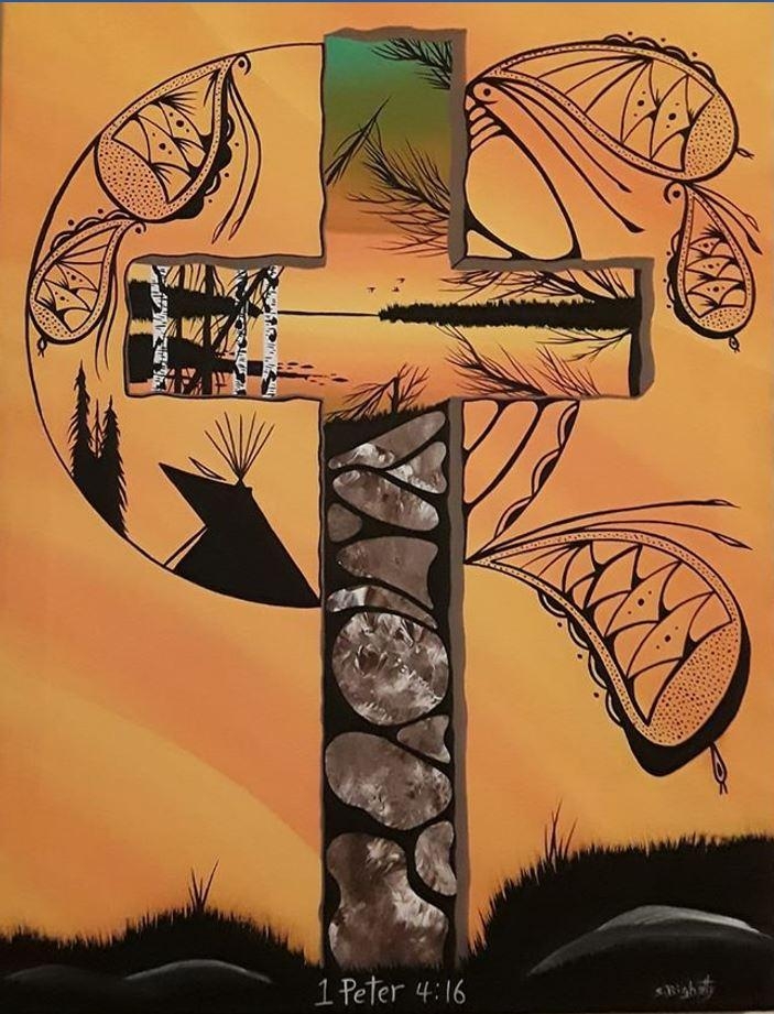 The Cross, Indigenous Painting, Acrylic on Canvas by IndigeneArts,