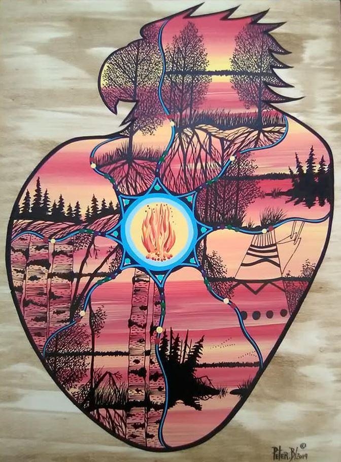 The Eagle Spirit Representing Love of Grandfathers, Indigenous Painting...