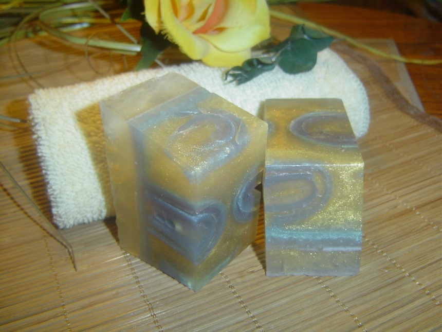 Handmade gold fairy dust exotic soap (4) 4.5oz bars by Making Scents