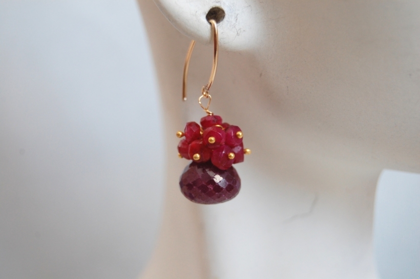 Cute little Ruby earrings by ferozasjewelry, Earrings