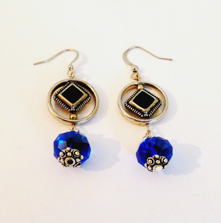 China Blue and Rond Crystal Earrings by Bijou De Lunel, Necklaces