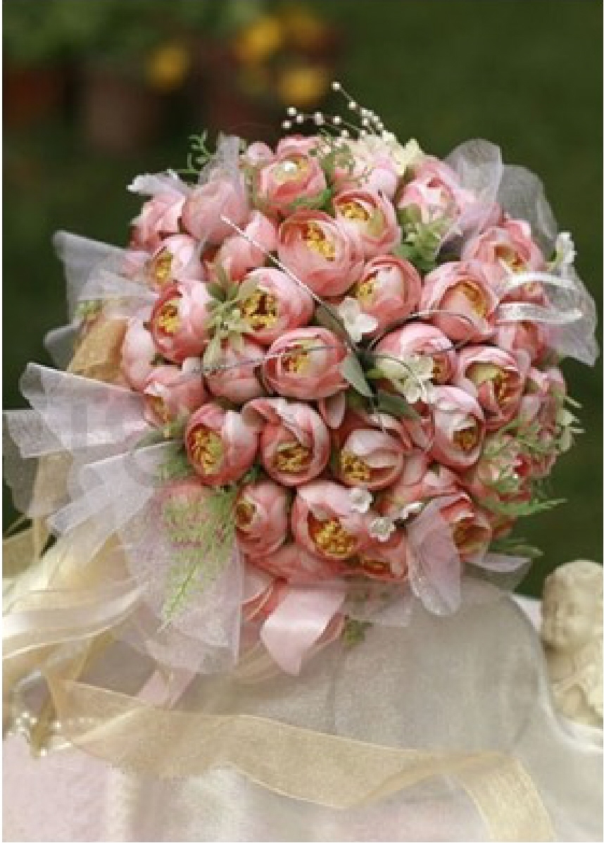 Glorious Pink Roses Raw Silk Bridal Bouquet 12 diam by ohlalabride