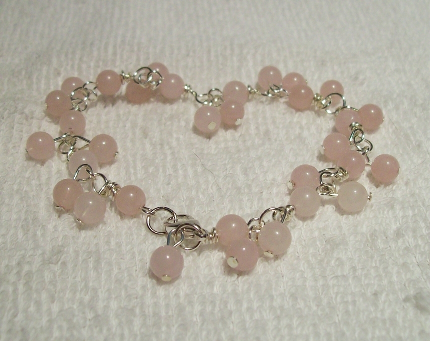 Beautiful Rose Quartz Gemstone Bead Bracelet by designsbydebra
