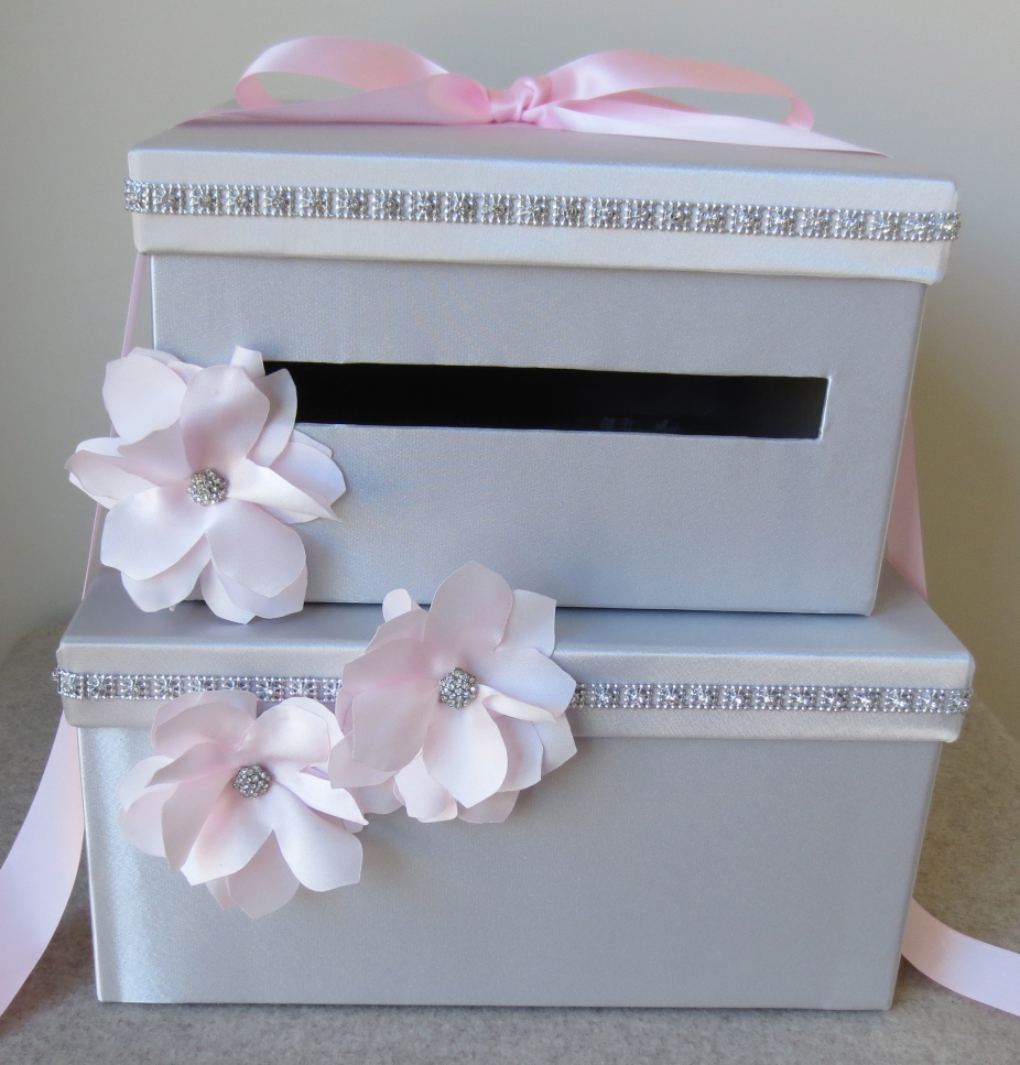 Wedding Money Box Silver & Pink by Wrap Artist, Wedding Items