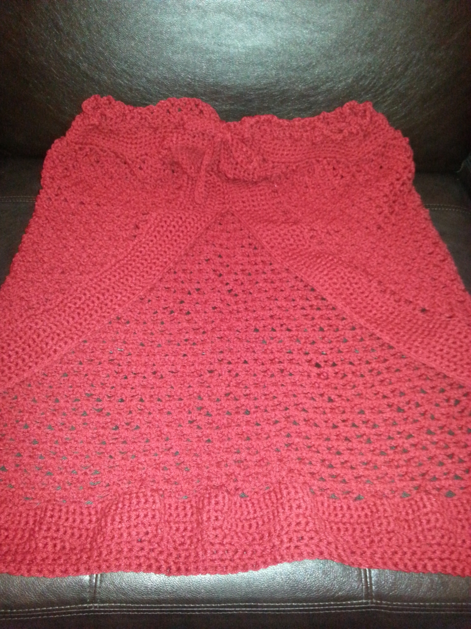 NCA red crochet shawl by NCA Crochet Artistic Creations, Poncho