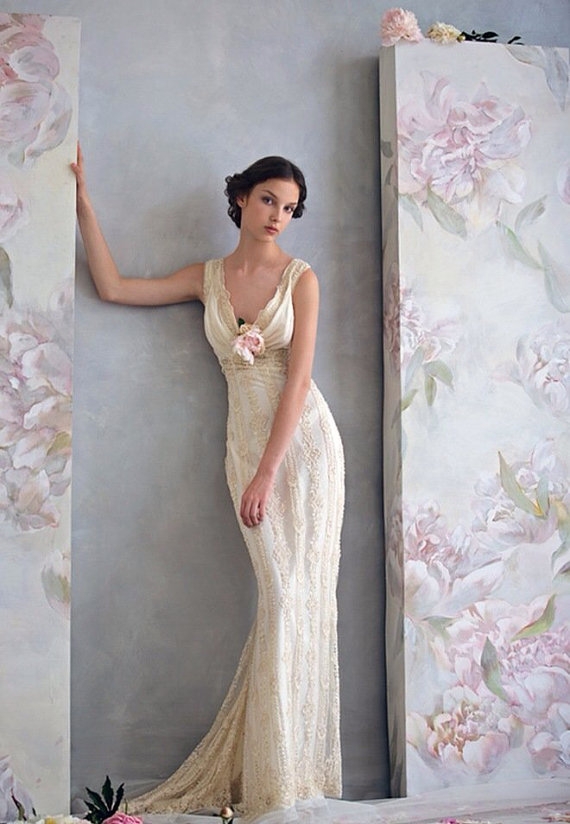 Wedding dress, lace wedding gown, designer dress, custom made